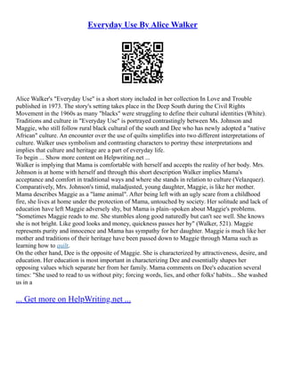 Everyday Use By Alice Walker Characters