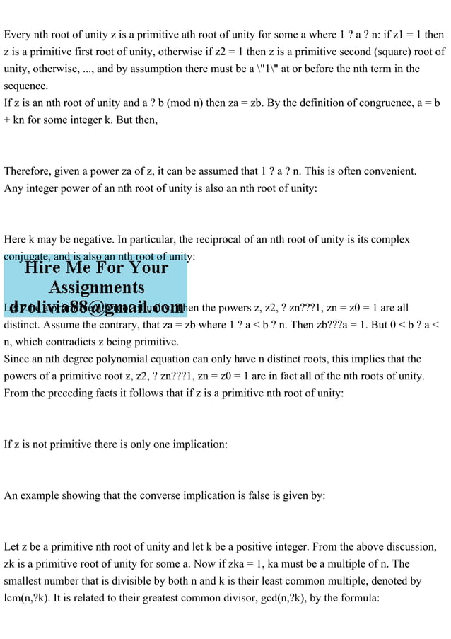 Every nth root of unity z is a primitive ath root of unity for some .pdf