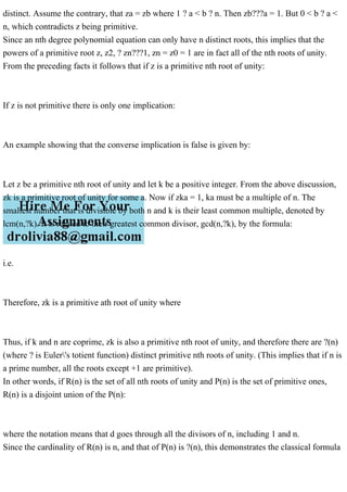 Every nth root of unity z is a primitive ath root of unity for some .pdf