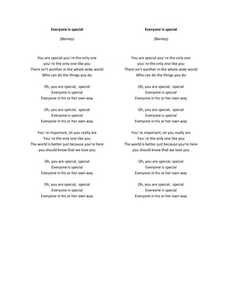 Everyone is special (song lyrics) | PDF
