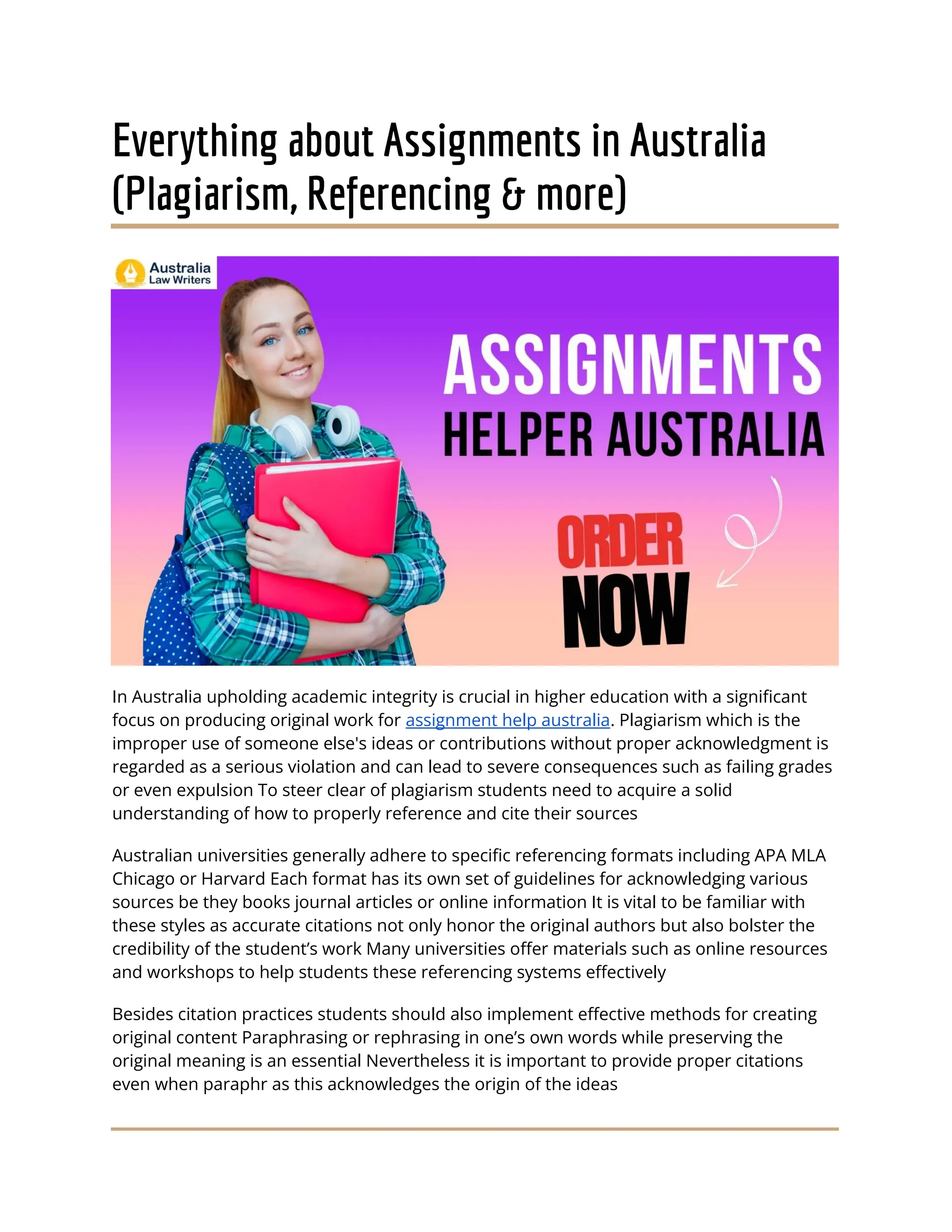 Everything about Assignments in Australia (Plagiarism, Referencing & more).docx
