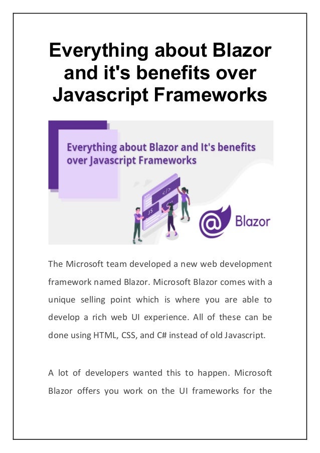 Everything about blazor and its benefits over javascript frameworks
