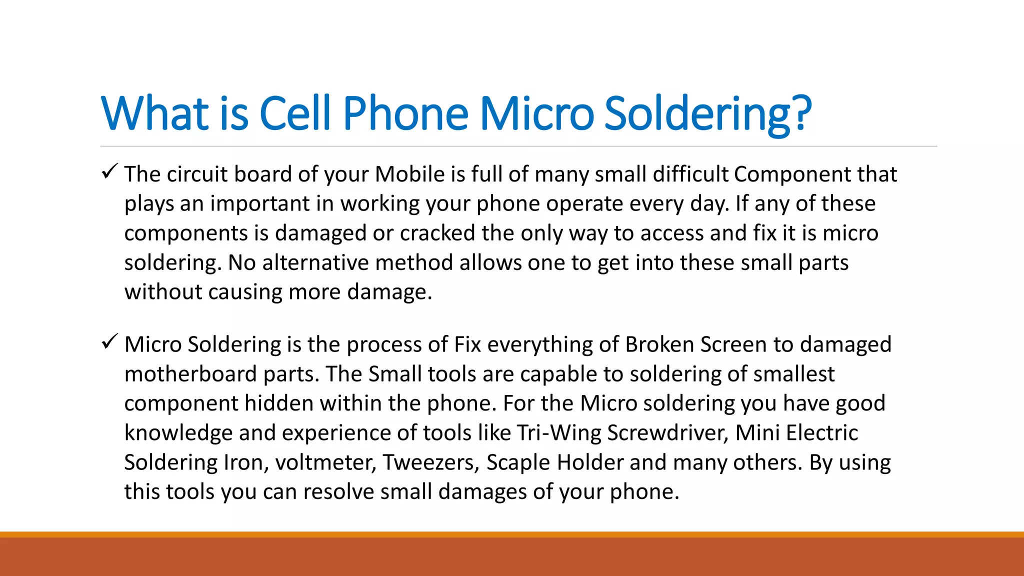 Everything about Cell Phone Micro Soldering Parts with Mobilesentrix | PDF