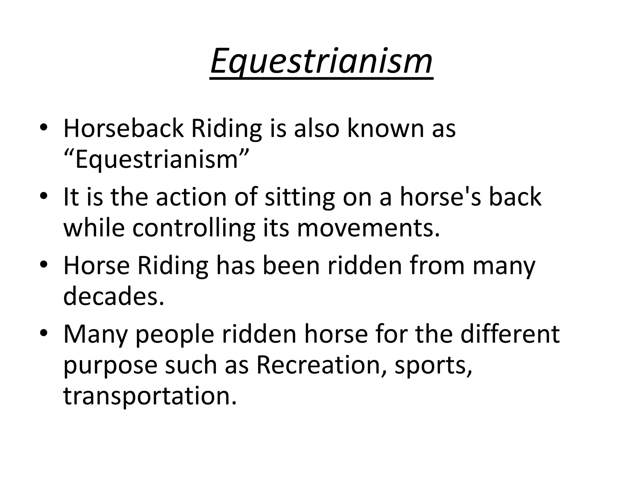 Everything about horse riding | PPSX