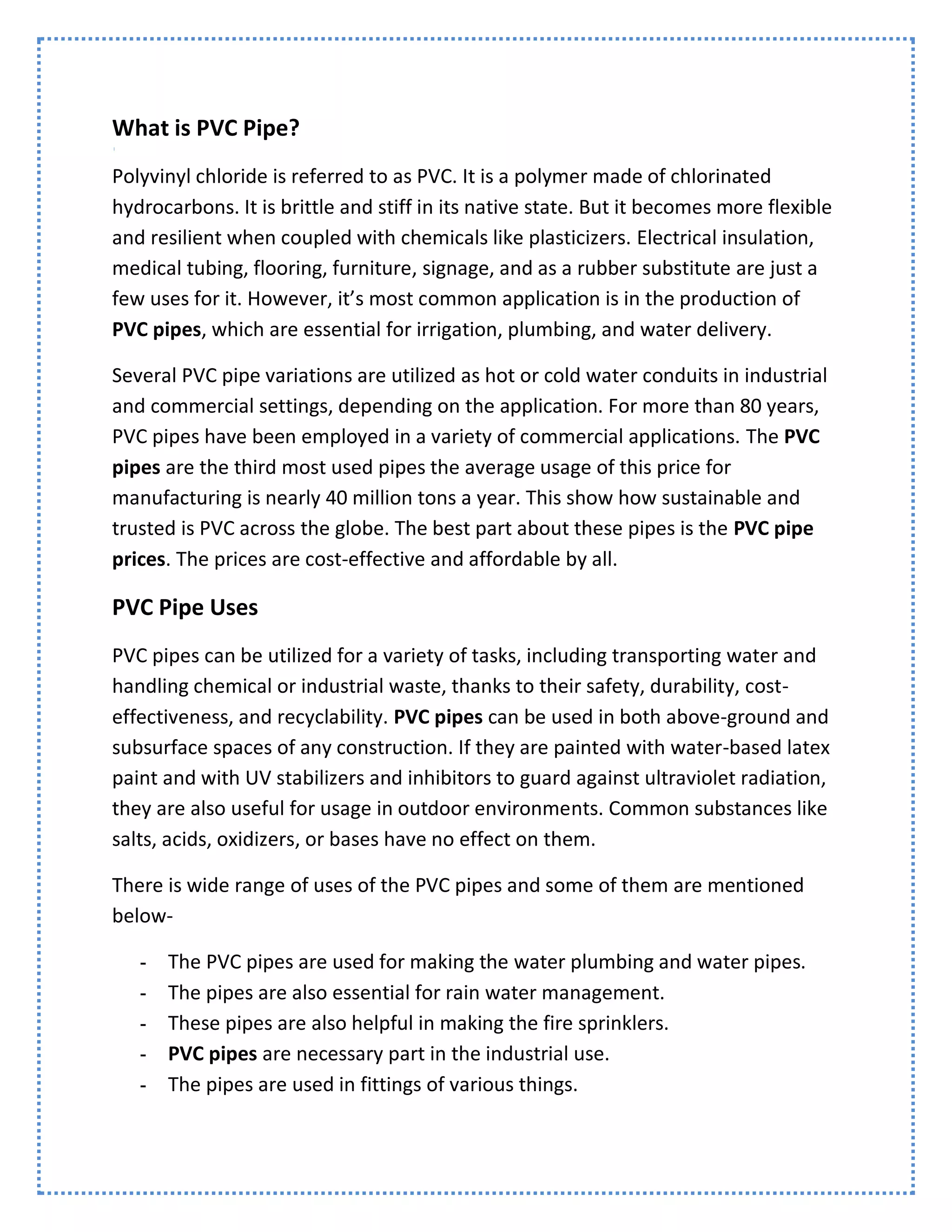 Everything about PVC Pipes, Types and its Manufacturing Process ...