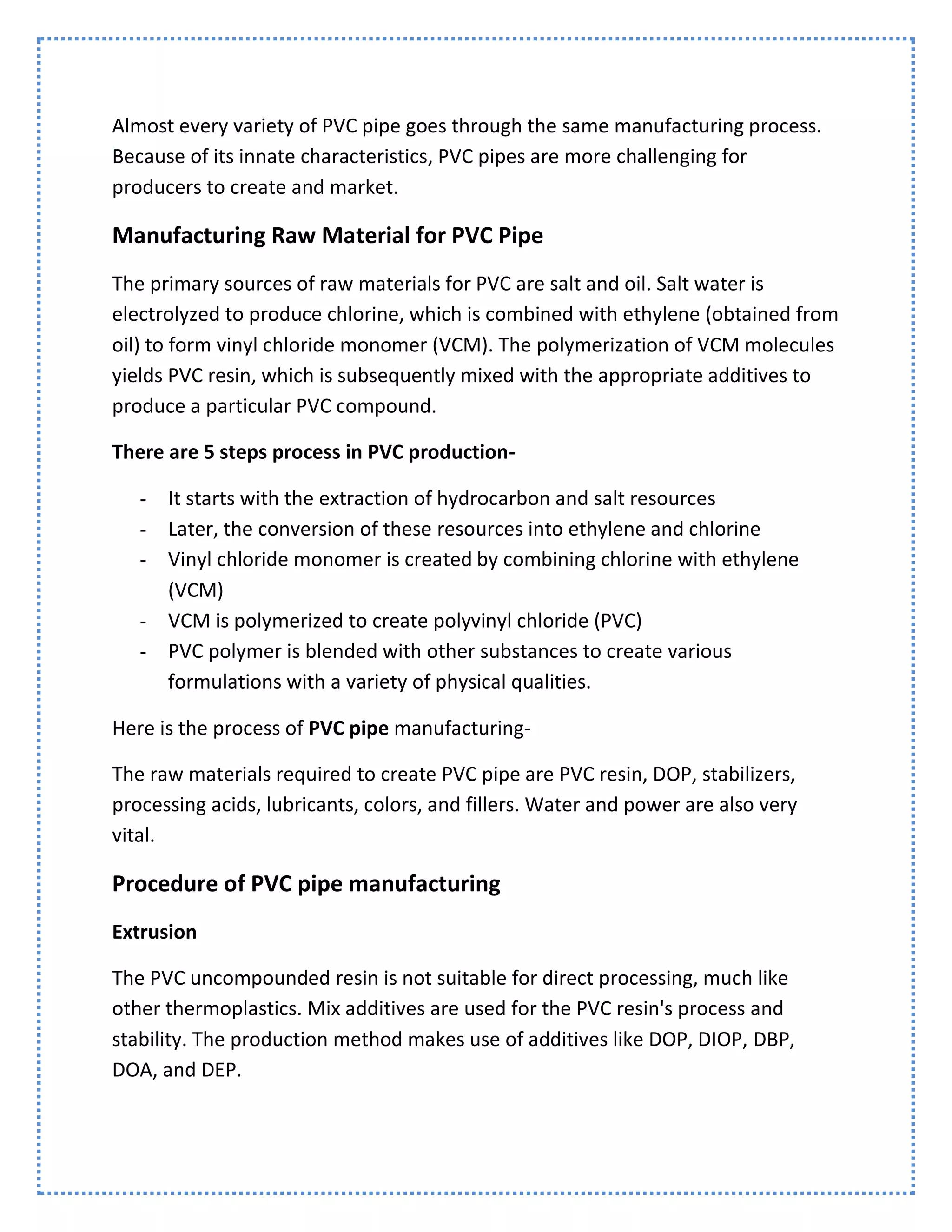 Everything about PVC Pipes, Types and its Manufacturing Process ...