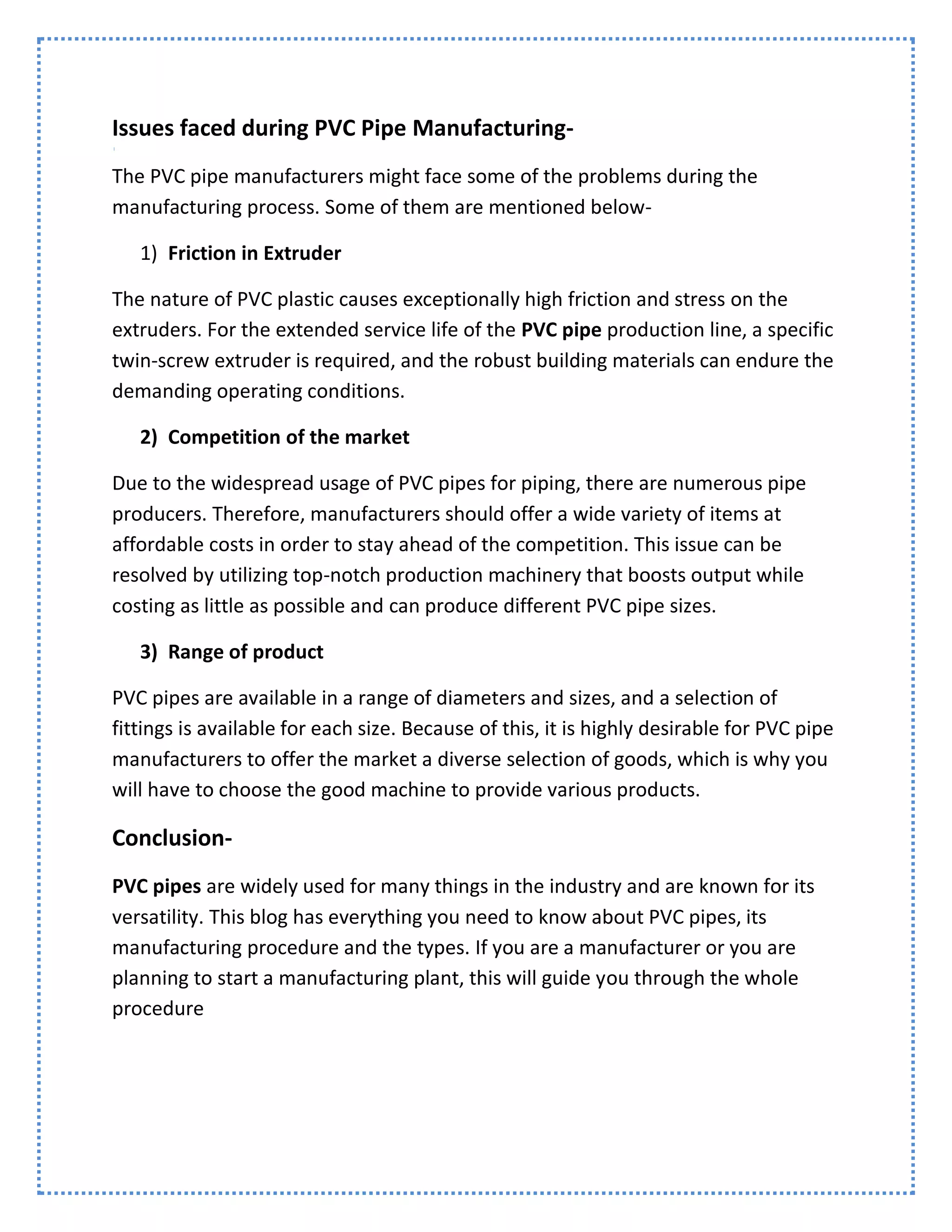 Everything about PVC Pipes, Types and its Manufacturing Process ...