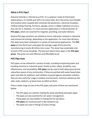 Everything about PVC Pipes, Types and its Manufacturing Process ...