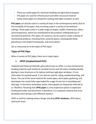 Everything about PVC Pipes, Types and its Manufacturing Process ...