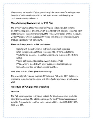 Everything about PVC Pipes, Types and its Manufacturing Process ...