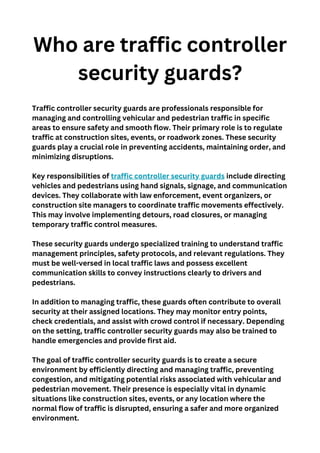 Everything about Traffic Controller Security Guards.pdf | First Aid ...