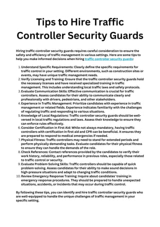 Everything about Traffic Controller Security Guards.pdf | First Aid ...