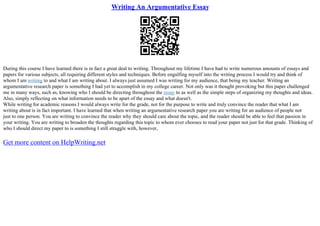 Everything Is An Argument | PDF