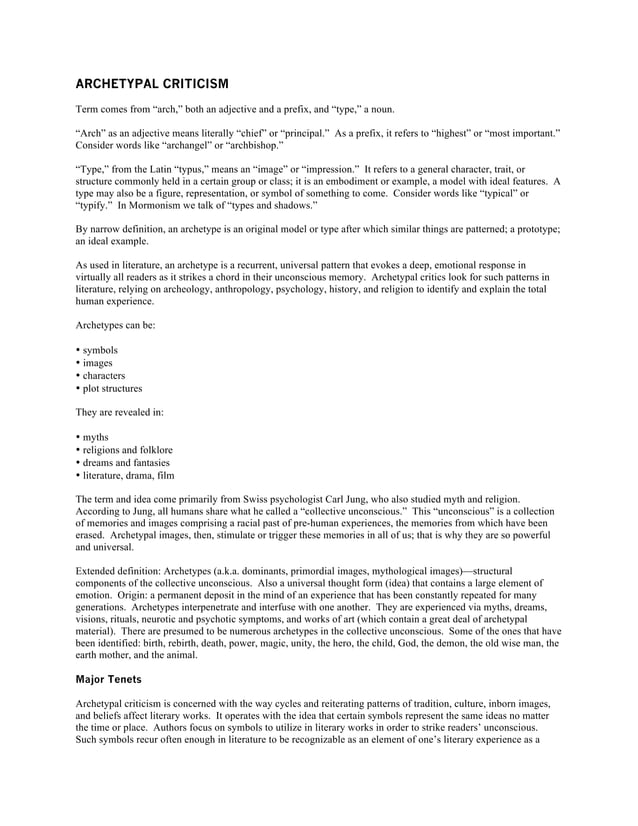 Archetypal Criticism-LET Review | PDF | Religion & Spirituality