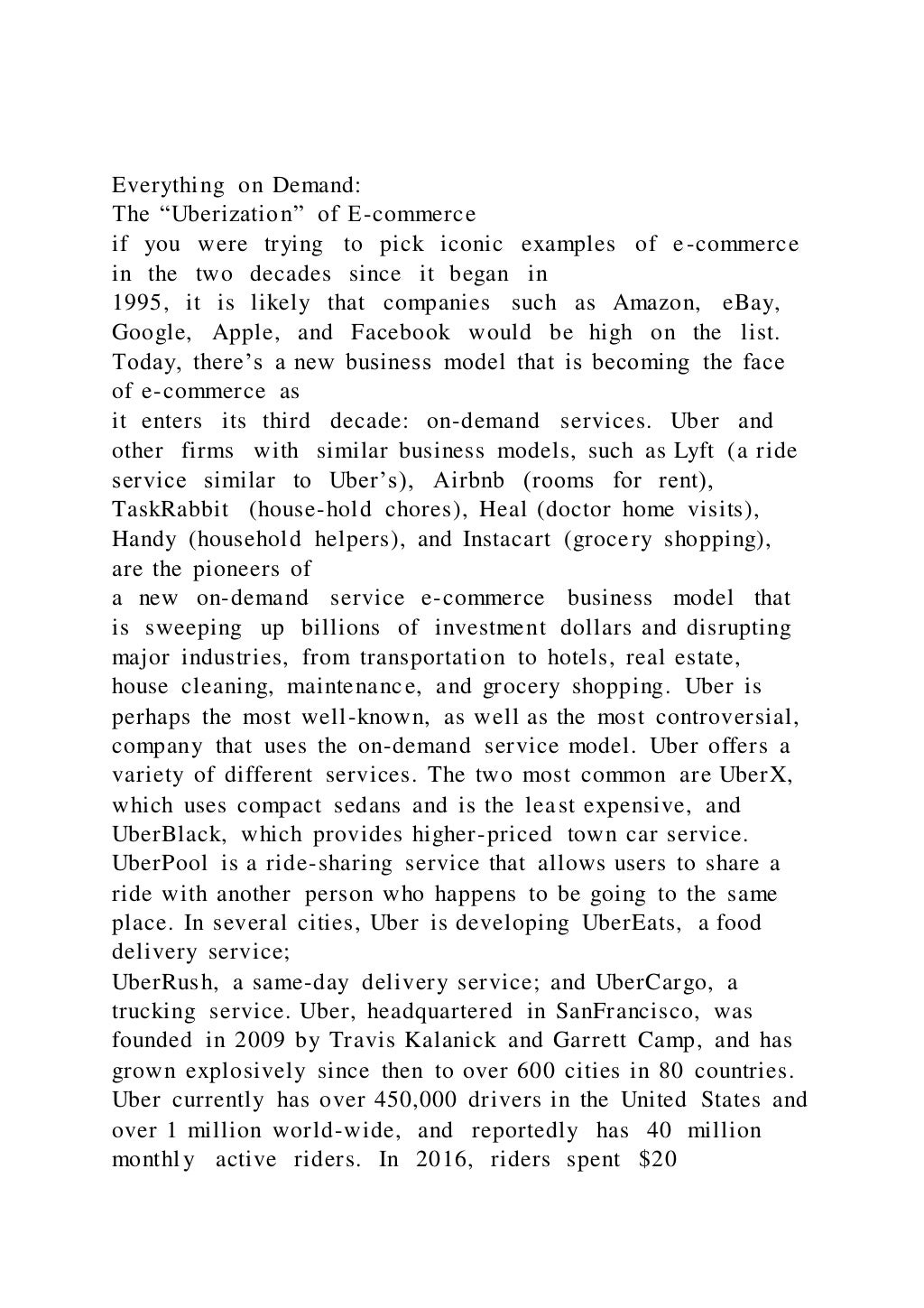 Everything on DemandThe Uberization” of E-commerceif you w | DOCX