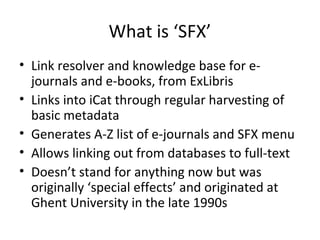 Everything You Always Wanted To Know About SFX ... | PPT