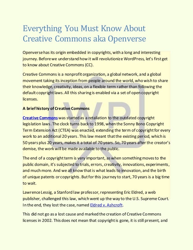 What Everyone must know about Creative Commons aka Openverse | PDF