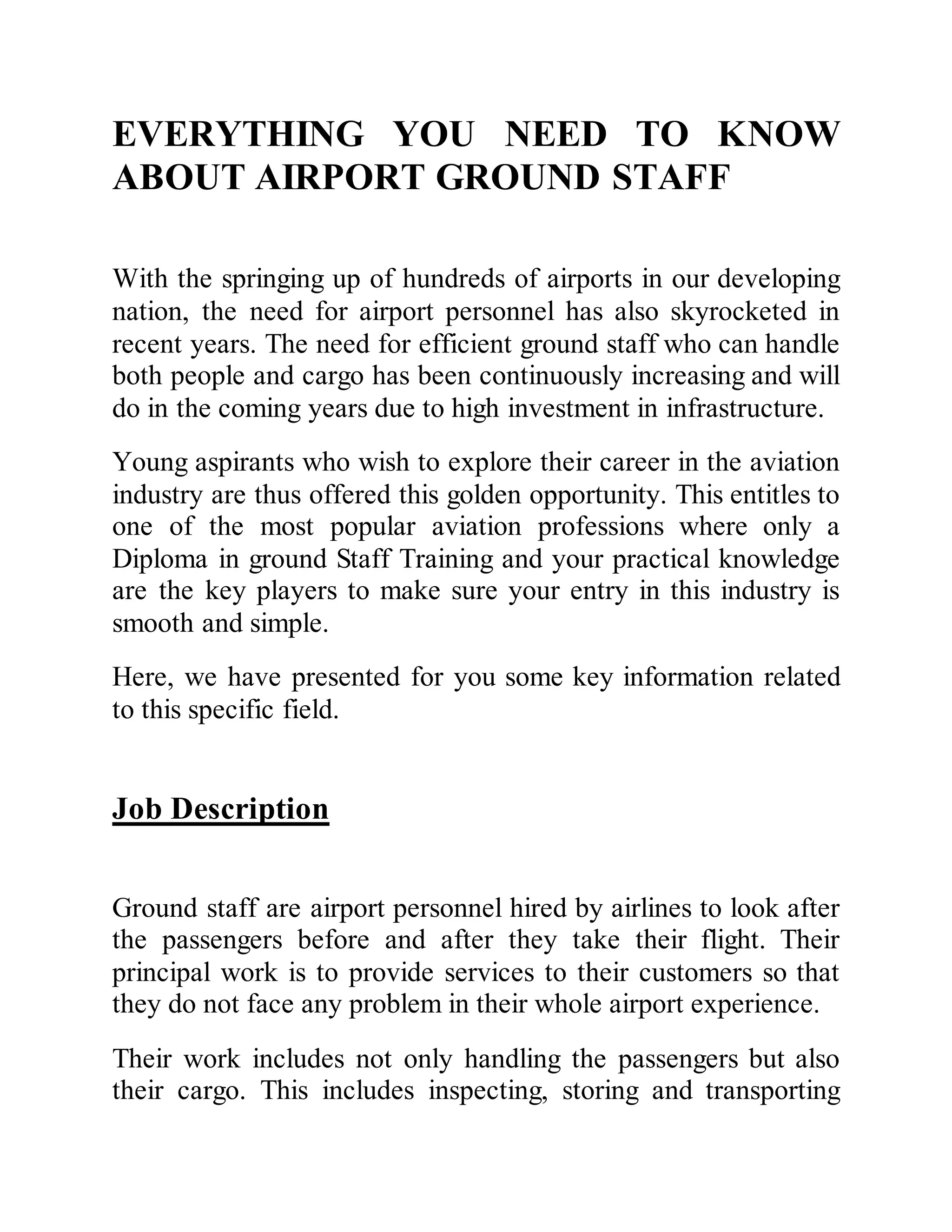 Everything you need to know about airport ground staff | DOCX