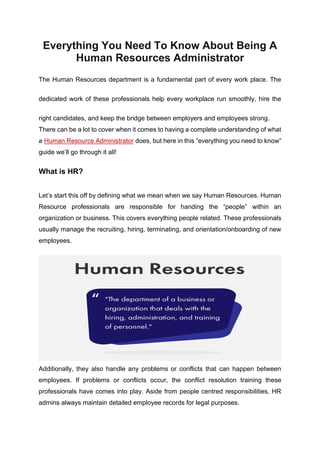 Everything You Need To Know About Being A Human Resources Administrator ...