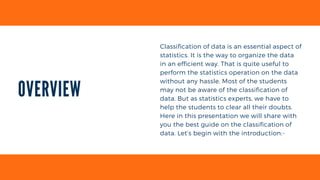 Classification of Data in Statistics | PPTX