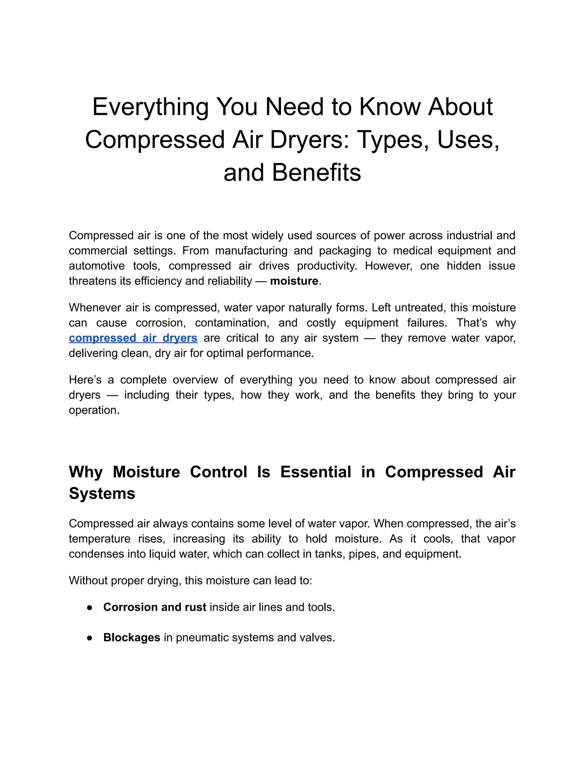 Everything You Need to Know About Compressed Air Dryers Types, Uses ...