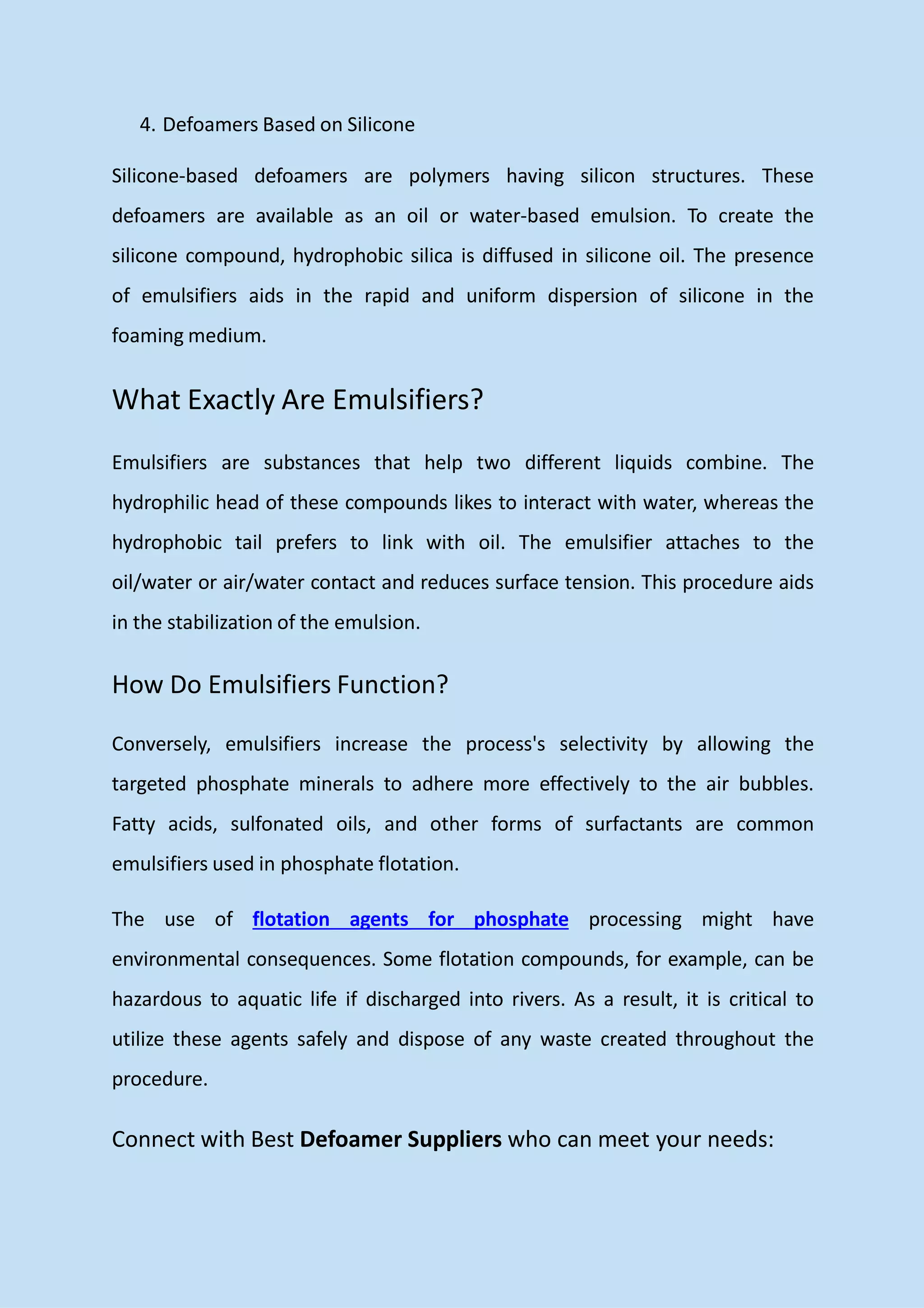 Everything You Need to Know About Defoamers and Emulsifiers | PPTX