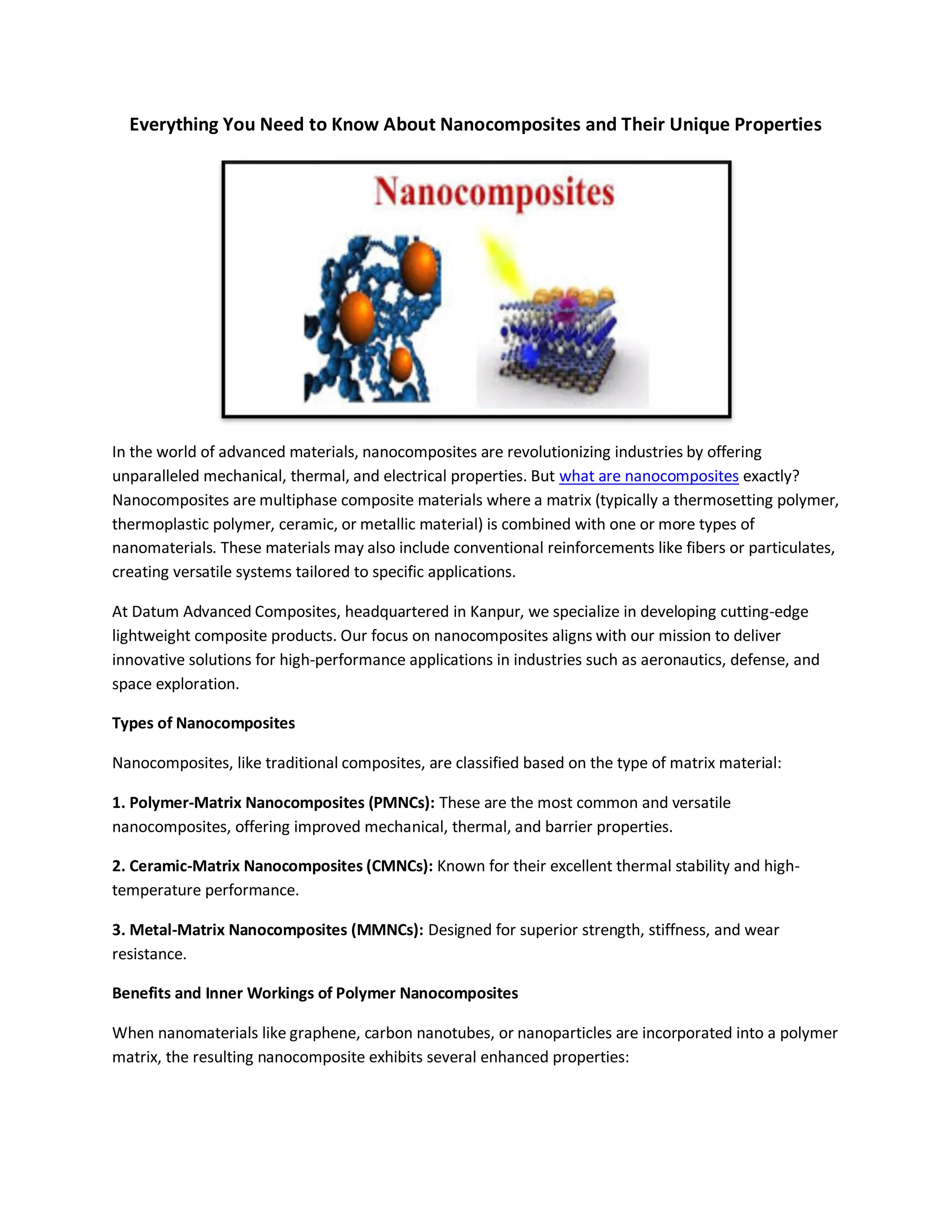 Everything You Need to Know About Nanocomposites and Their Unique ...