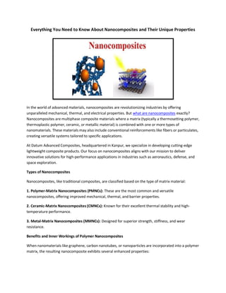 Everything You Need to Know About Nanocomposites and Their Unique ...
