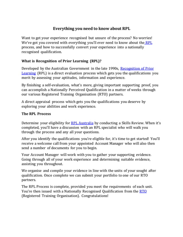 Everything you need to know about rpl | PDF