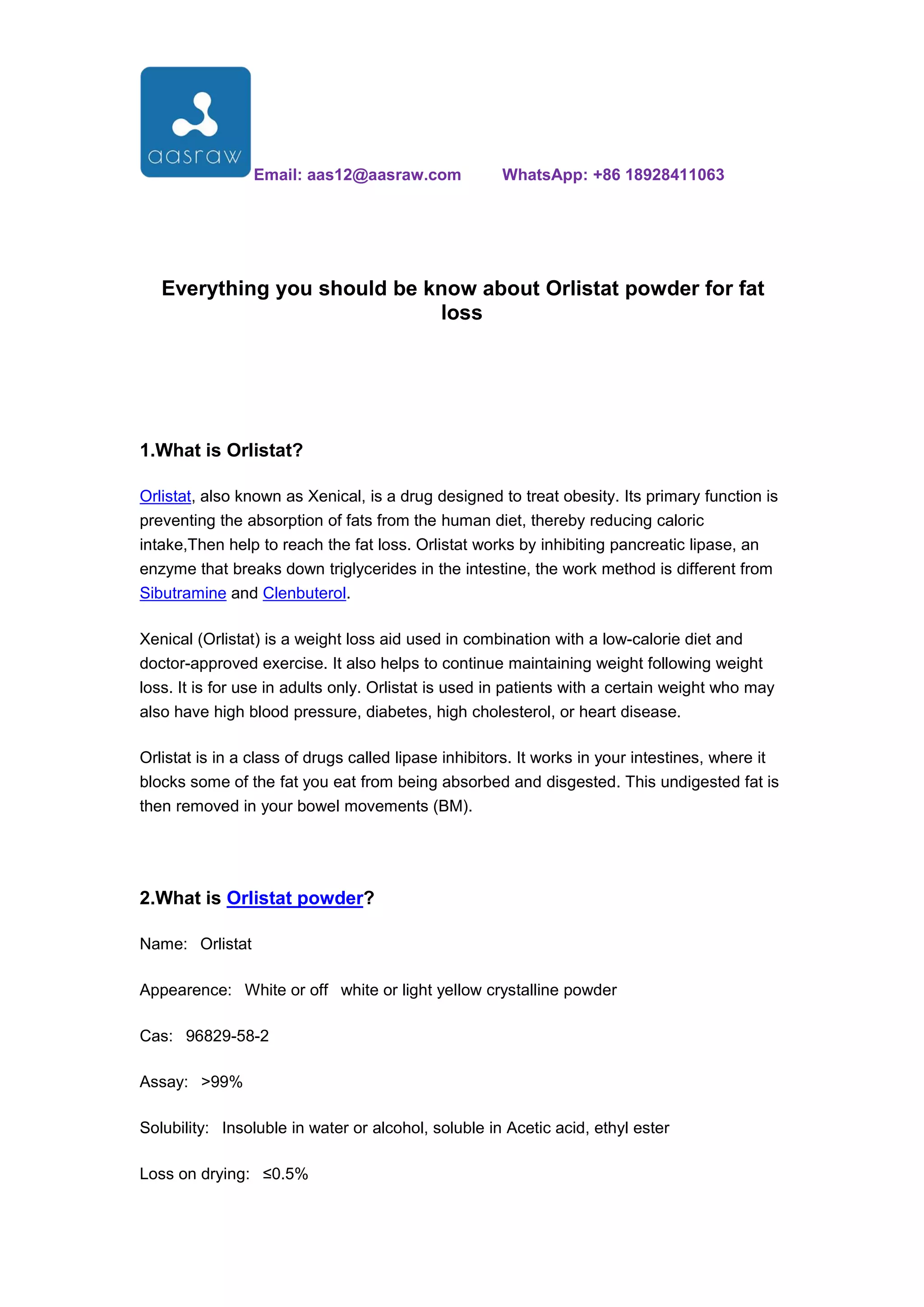 Everything you should be know about Orlistat powder for fat loss | PDF