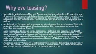 Eve teasing.pptx | Crime & Harmful Acts to Individuals, Society & Human ...
