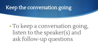 English Village- Keep the Conversation Going | PDF
