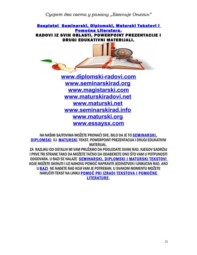Evgenije onjegin knjizevnost | DOC
