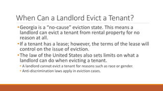Eviction Under GA Law | PPTX | Real Estate Renting and Leasing | Real ...