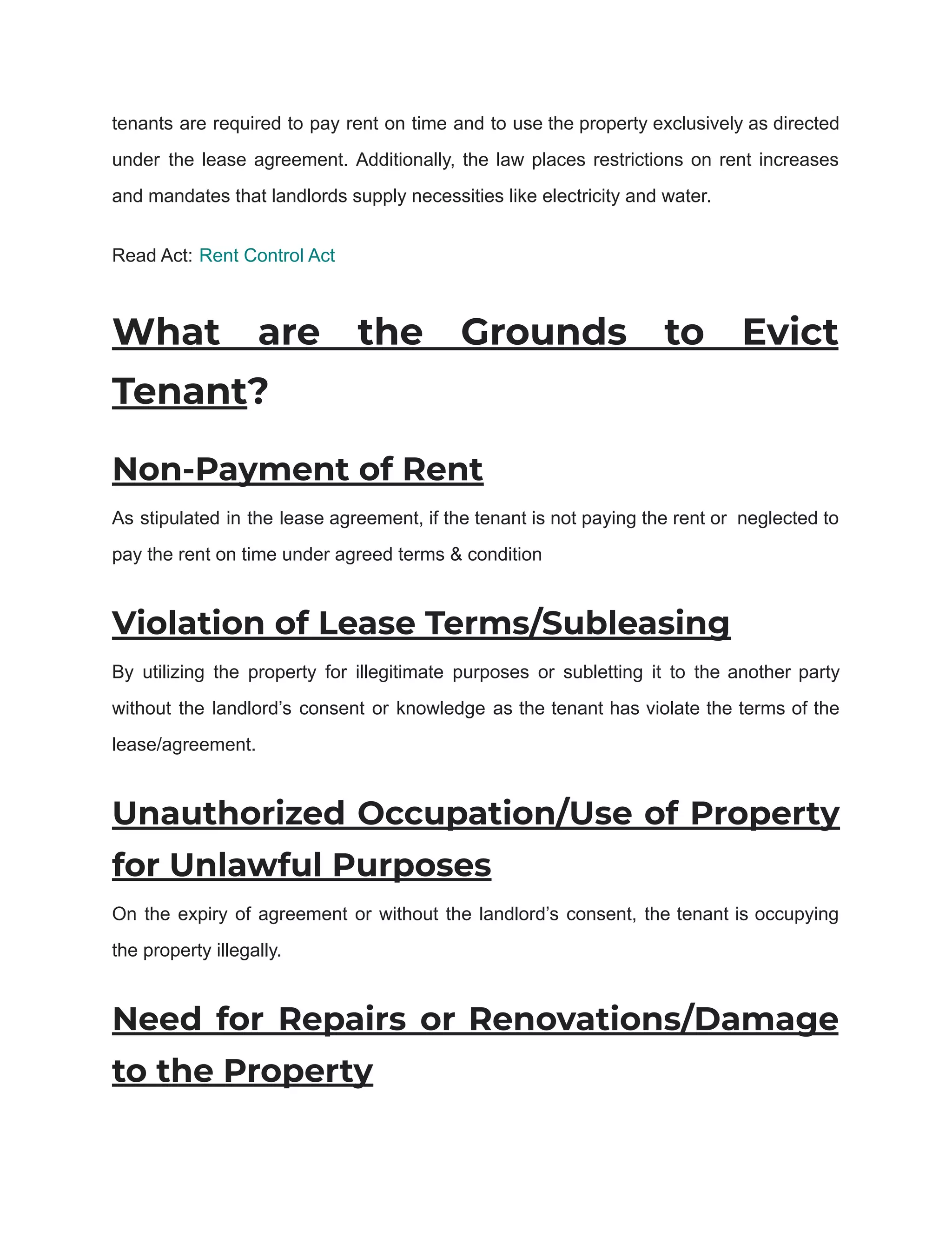Eviction of Tenant I What are the 5 Grounds to Evict Tenant.pdf