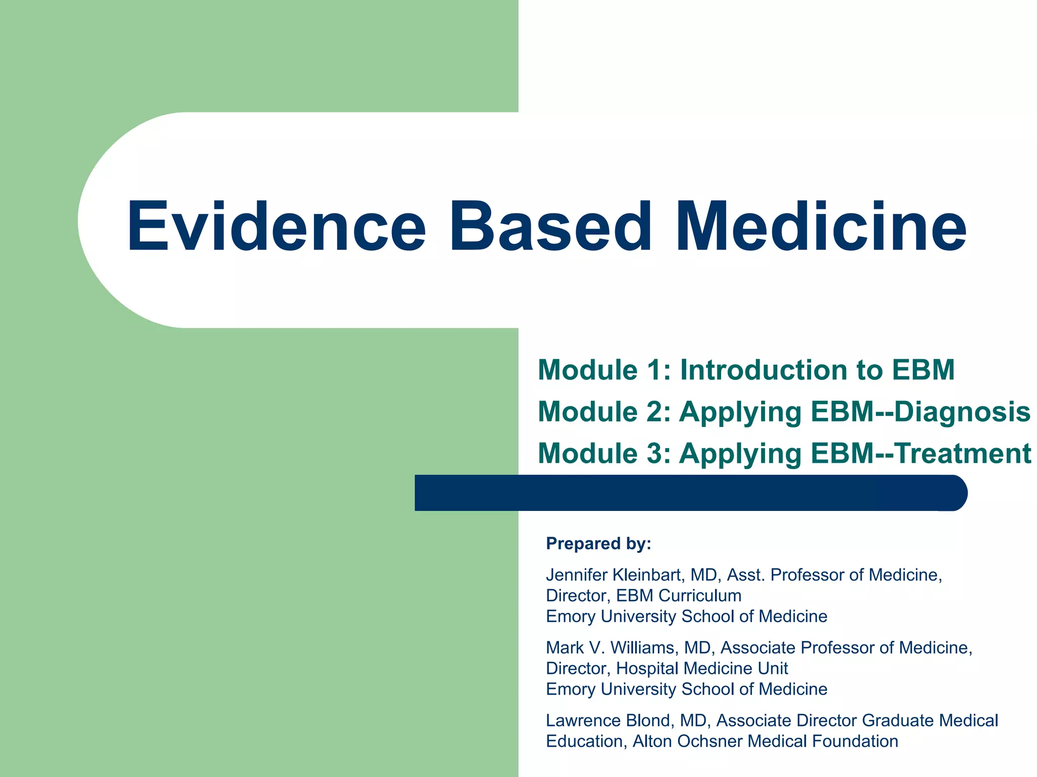 Evidence Based Medicine Intro | PPT
