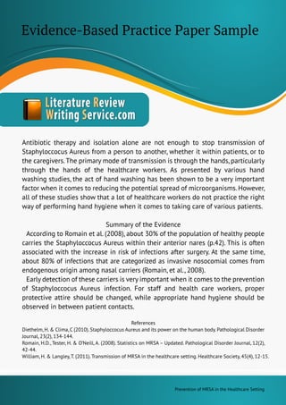 Evidence Based Practice Paper Sample | PDF | Infectious Diseases ...