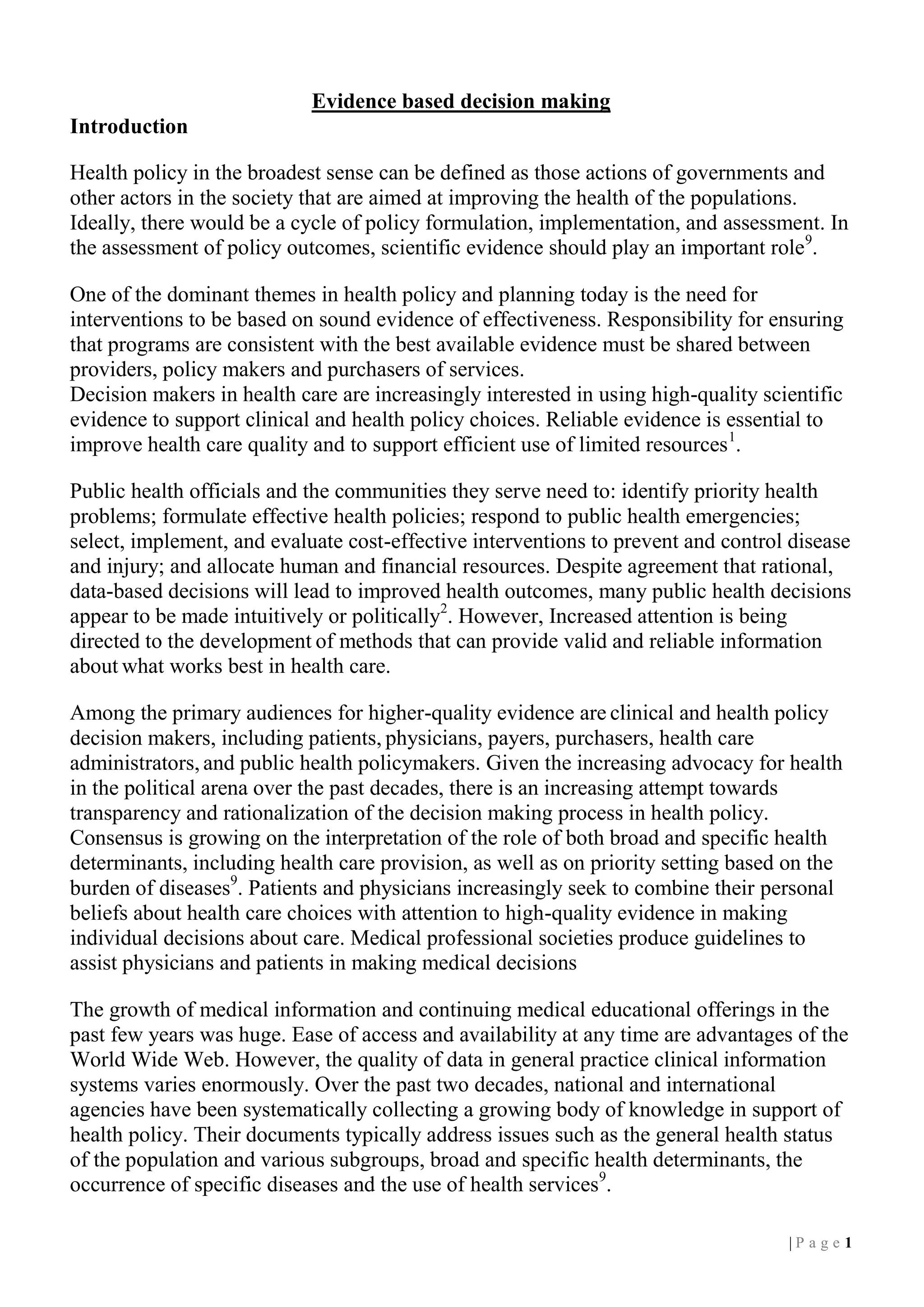 Evidence based decision making | PDF