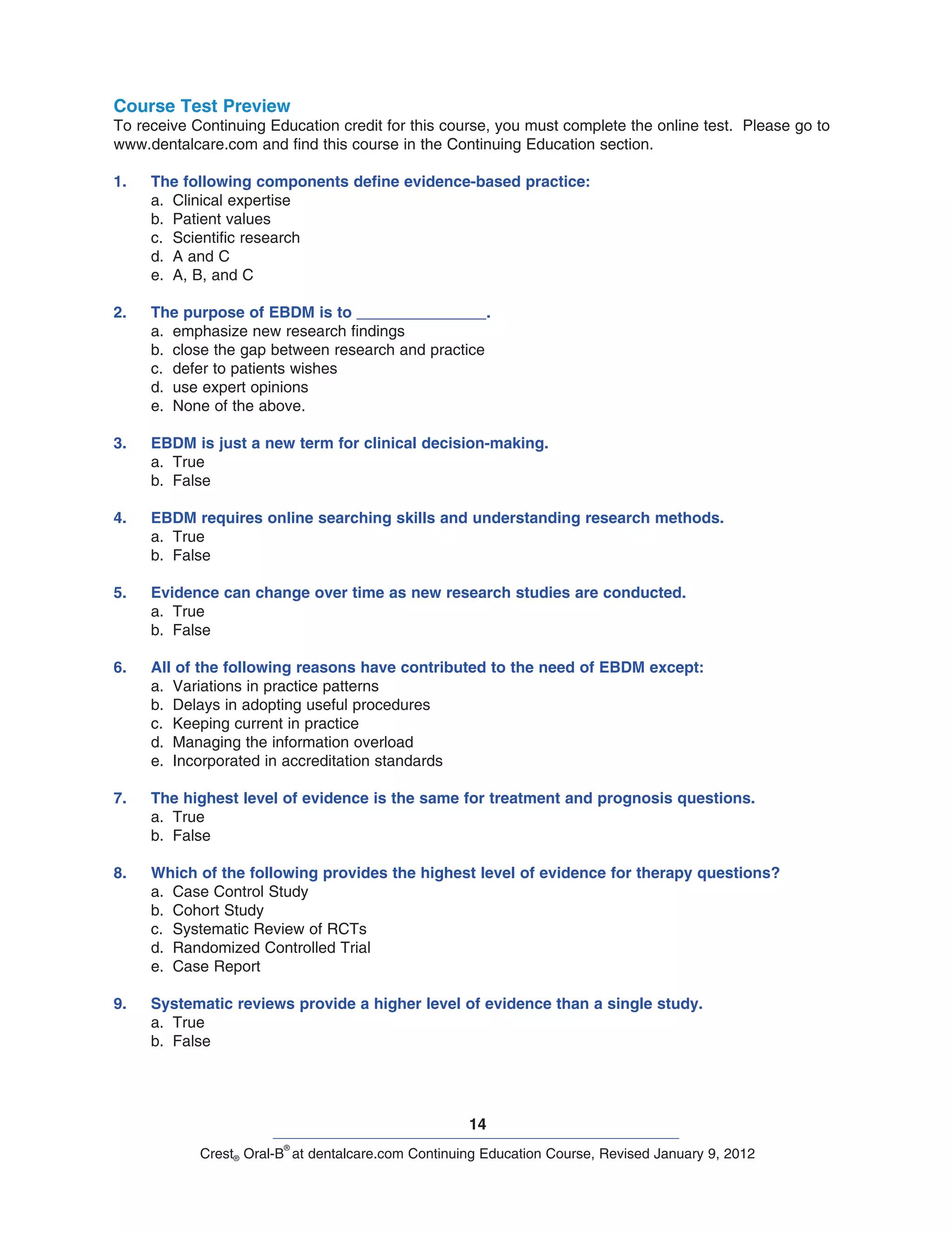 Evidence based dentistry | PDF