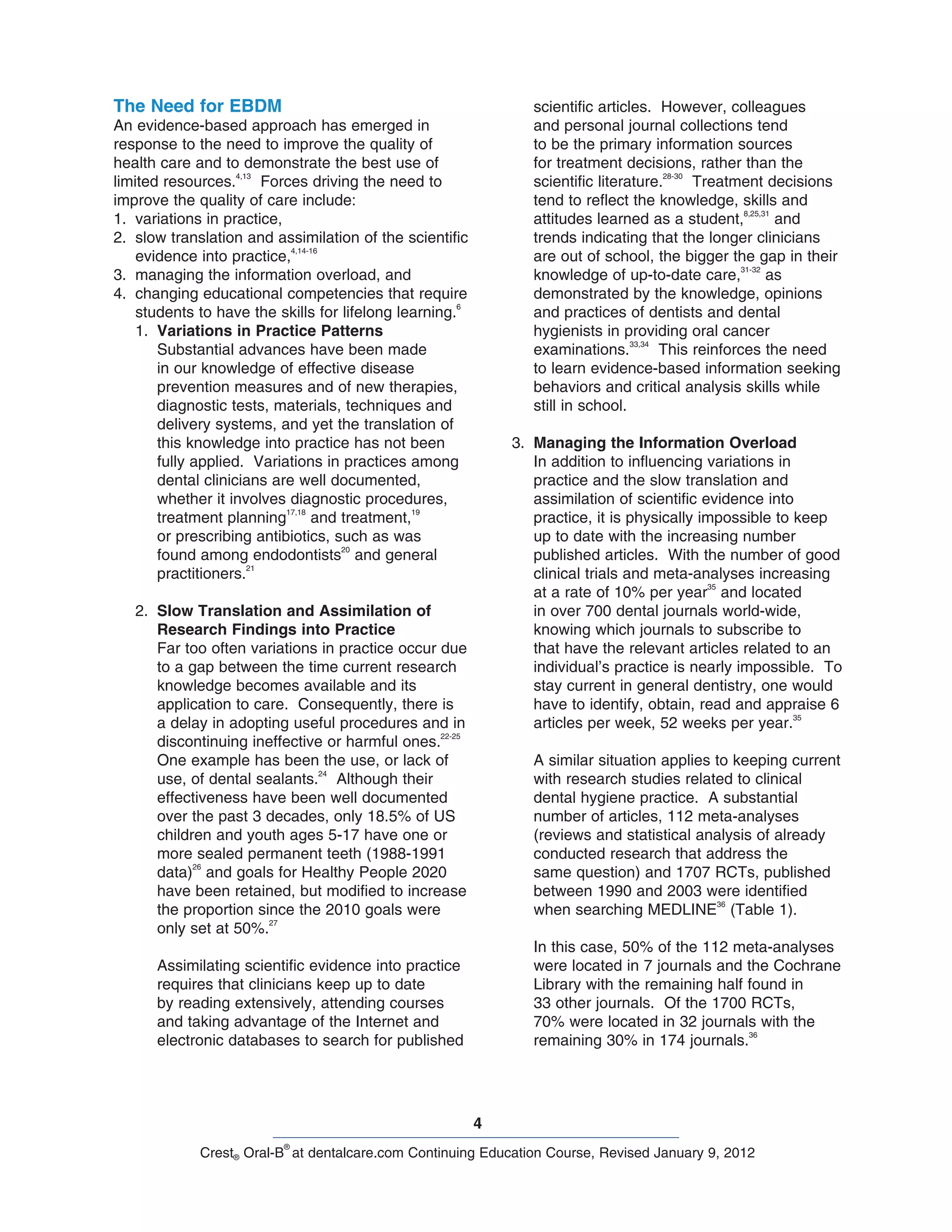 Evidence based dentistry | PDF