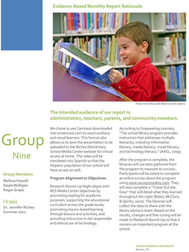 Evidence based monthly report rationale | PDF