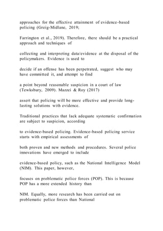 EVIDENCE-BASED POLICING 1Jervaughn F. ReidHelm School | PDF