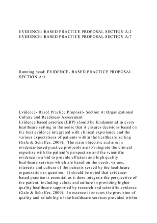 EVIDENCE- BASED PRACTICE PROPOSAL SECTION A2EVIDENCE- BASED PR.docx