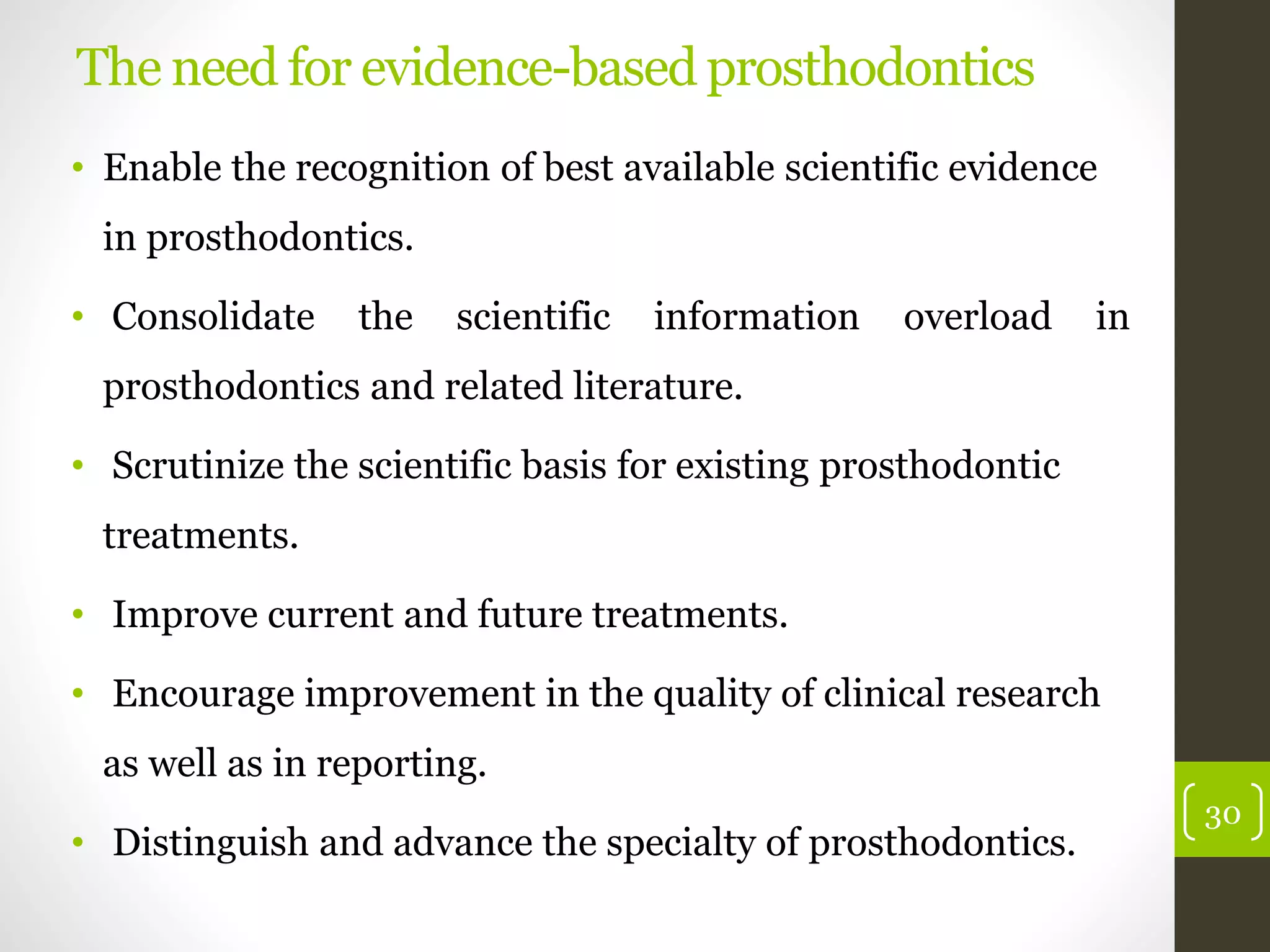 Evidence based prosthodontics | PPTX