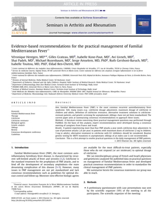 Evidence based recommendations for the practical management of familial mediterranean fever | PDF