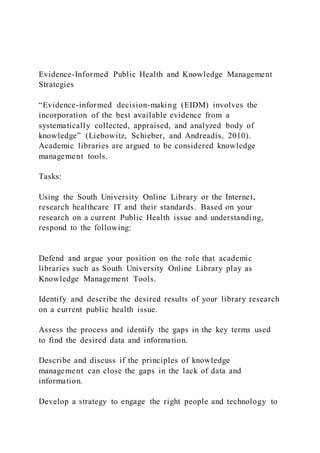 Evidence-Informed Public Health and Knowledge Management Strateg | PDF