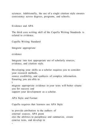 Evidence and APAThe third core writing skill of the Capella Writ | DOCX