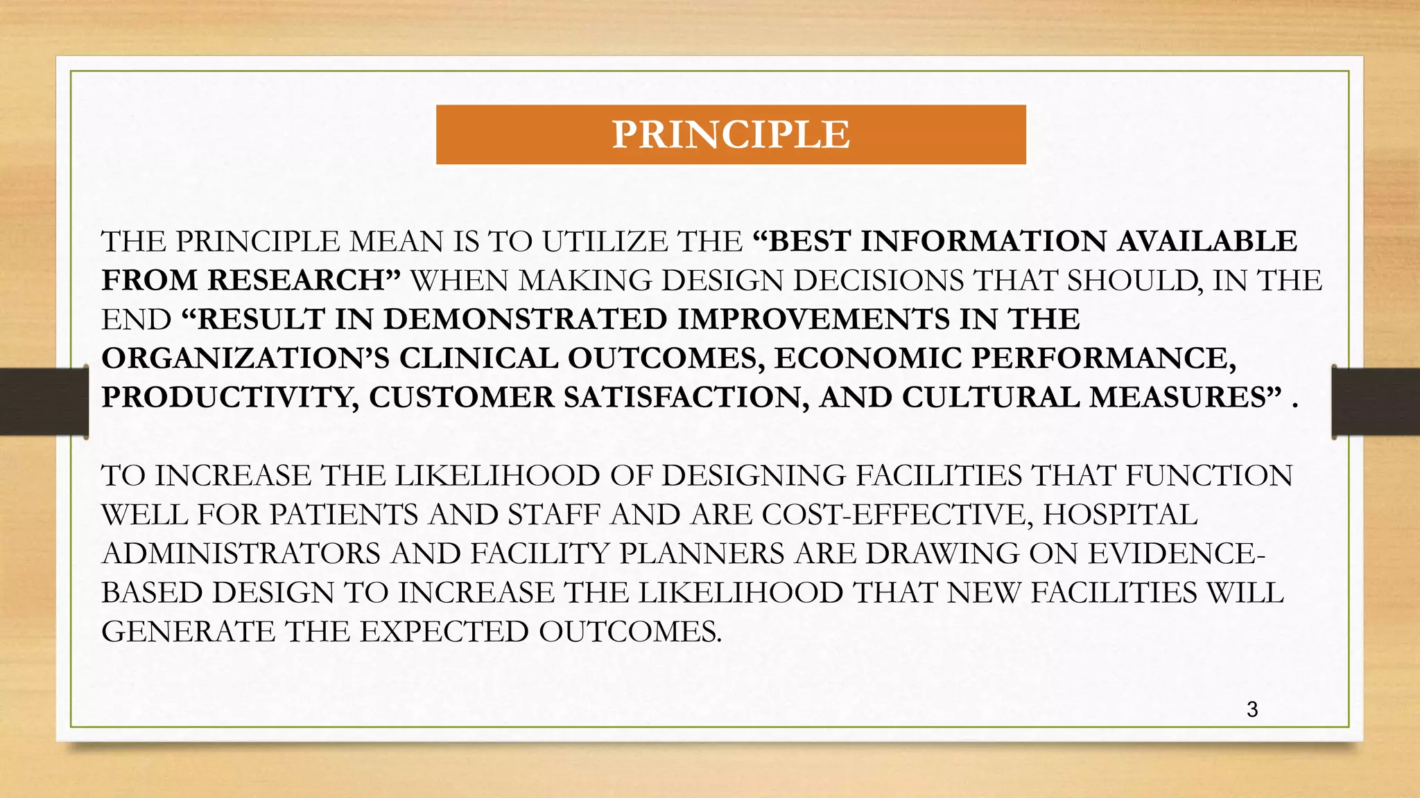 Evidence based design in health care architecture | PPTX