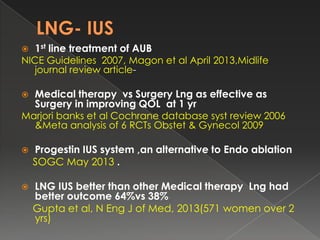 Evidence based medical management of aub different options | PPT