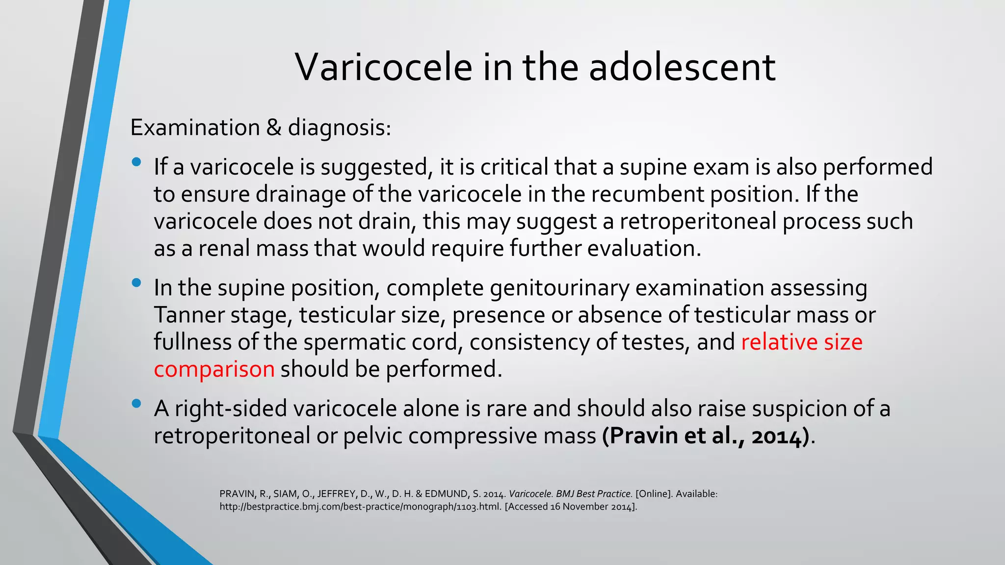 Evidence based medicine in management of varicocele 2015 | PPT